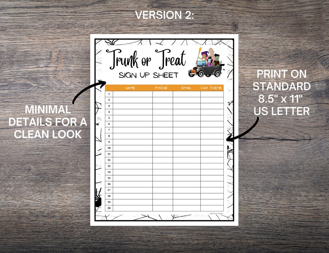 Trunk or Treat Sign up Sheet: Halloween Volunteer Form (digital ...