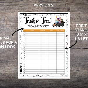 Trunk or Treat Sign up Sheet: Halloween Volunteer Form (digital ...