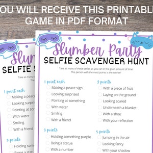 Sleepover Selfie Scavenger Hunt Game, Slumber Party Game for Tween Teen ...