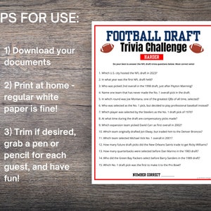 Football Draft Trivia Games Pack, Football Draft Trivia Questions and ...