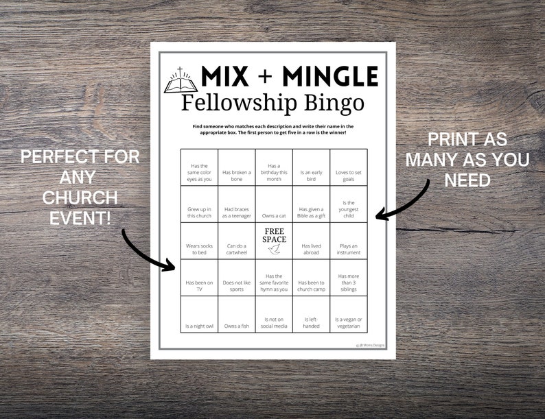 Fellowship Bingo Game: Christian Icebreaker, Church Youth Activity ...