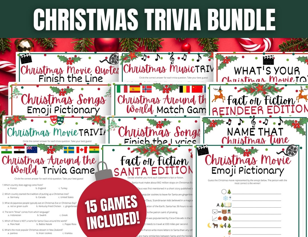 Christmas Trivia Games MEGA BUNDLE: Printable Holiday Quizzes for Teens ...