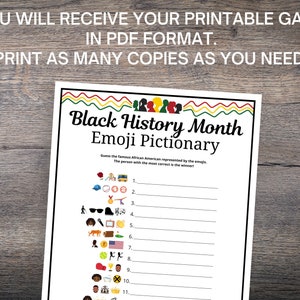 Black History Month Emoji Pictionary Game: Famous African Americans ...