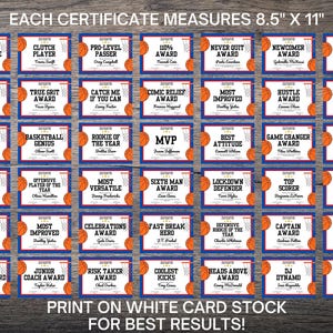 Editable Basketball Award Certificates: 85 Team Awards (printable) - Etsy