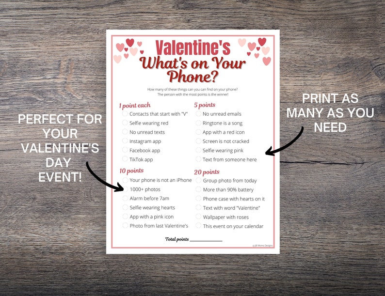Valentines What's on Your Phone Game Fun Valentines Day - Etsy