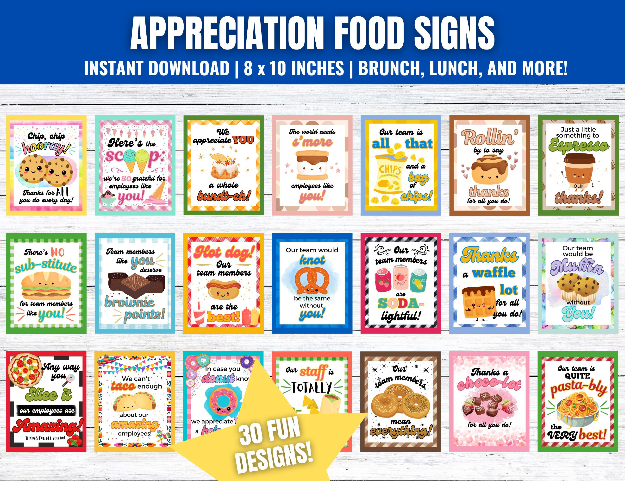 Employee Appreciation Food Signs Bundle: Office Lunch & Brunch (digital ...