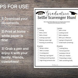Graduation Selfie Scavenger Hunt Game, 2024 Graduation Game for College ...