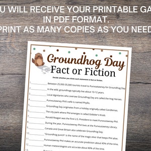 Groundhog Day Fact or Fiction Trivia Game, Fun Groundhog Day Trivia ...