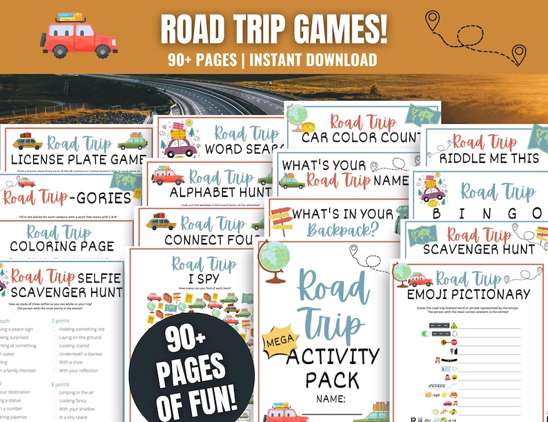 Road Trip Activity MEGA Bundle: 100+ Pages Family Travel Games ...