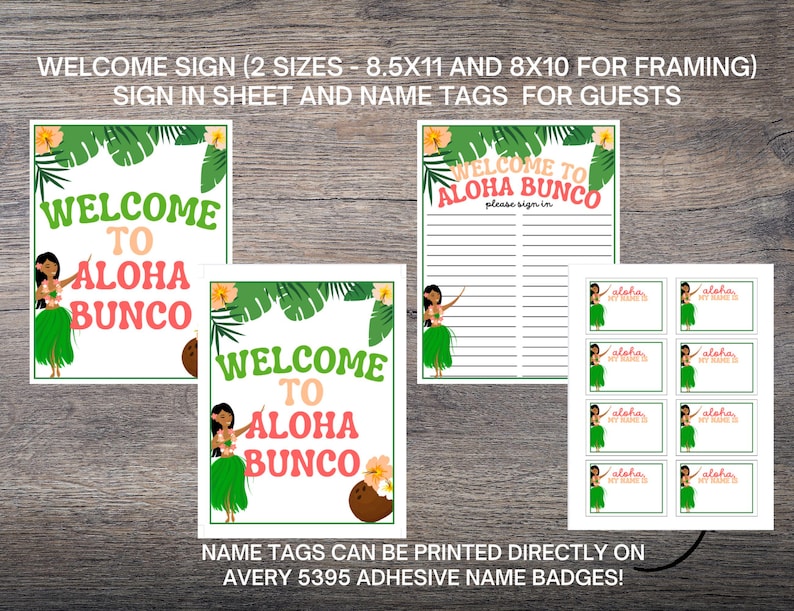 Luau Bunco MEGA Bundle: Printable Aloha-themed Bunco Scoresheets, Tally ...