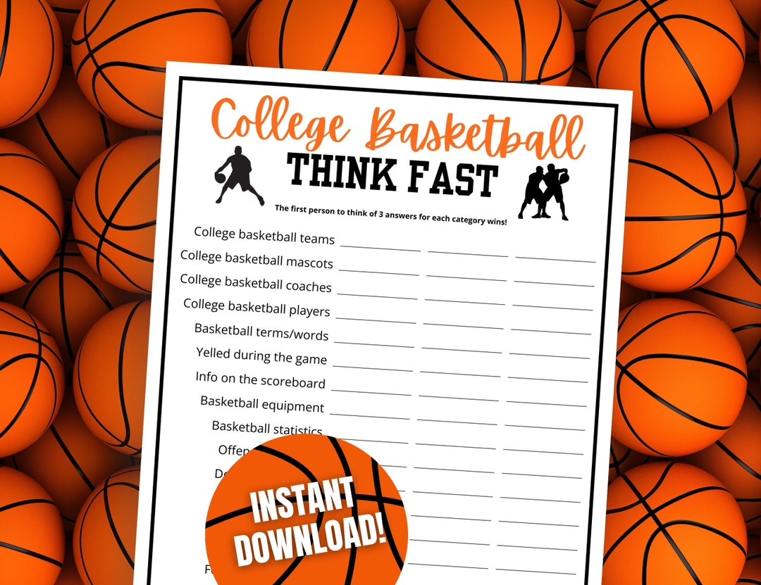 College Basketball Think Fast Game, Fun March Basketball Game ...