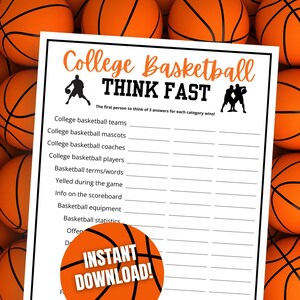 College Basketball Think Fast Game, Fun March Basketball Game ...