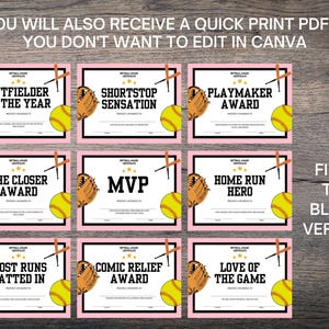 Editable Softball Award Certificates: End of Season Team Party Awards ...