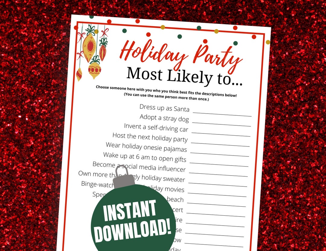 Most Likely to Holiday Office Party Game, Fun Work Christmas Party Idea ...