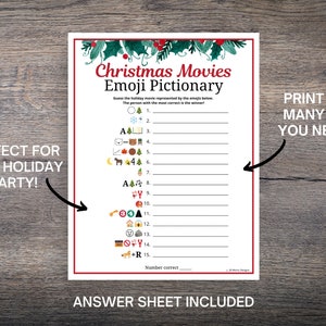 Christmas Movies Emoji Pictionary Game: Holiday Party Quiz (digital ...