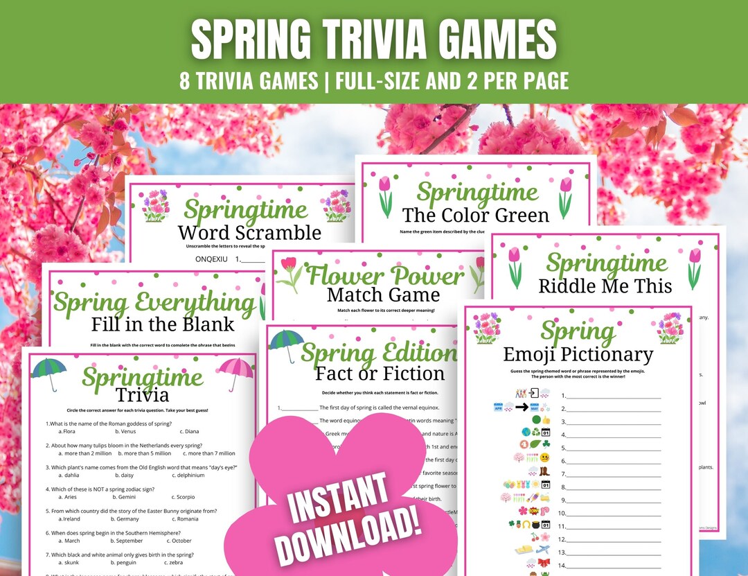 Spring Trivia Games: 8-game Printable Bundle (PDF) - Etsy