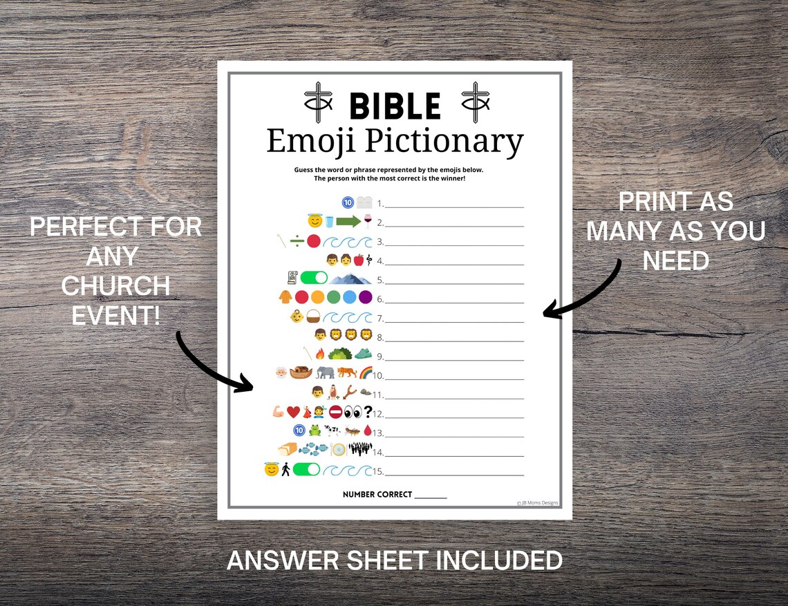 Bible Emoji Pictionary Game: Fun Church Activity (printable) - Etsy