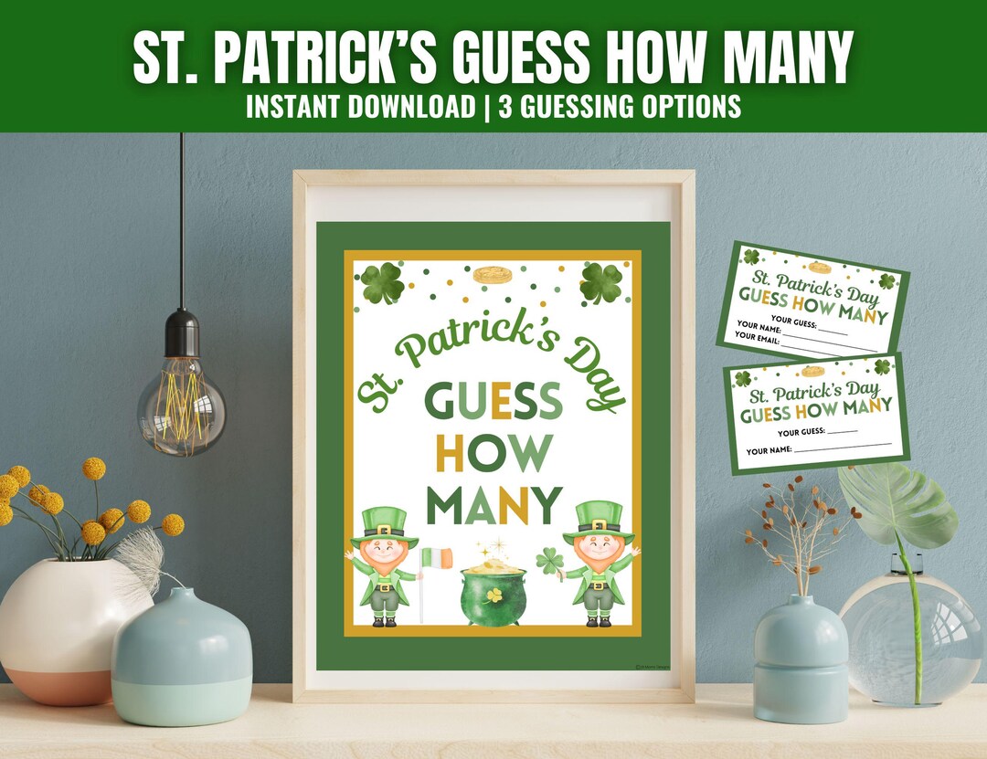 St Patricks Day Guess How Many Game, St Patricks Day Guessing Game, St ...