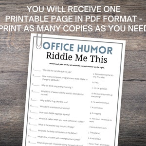 Office Riddle Game: Work Party Humor (printable PDF) - Etsy