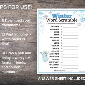 Winter Word Scramble Game for Kids, Teens, & Adults, Winter Class Party ...