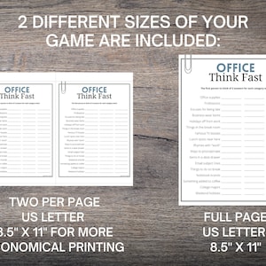 Office Party Think Fast Game: Printable Team Building Activity (PDF) - Etsy