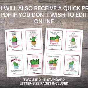 Cactus Valentine’s Cards for School Valentine Exchange, Succulent ...