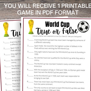 World Cup True or False Trivia Game, World Cup Watch Party Trivia Game ...