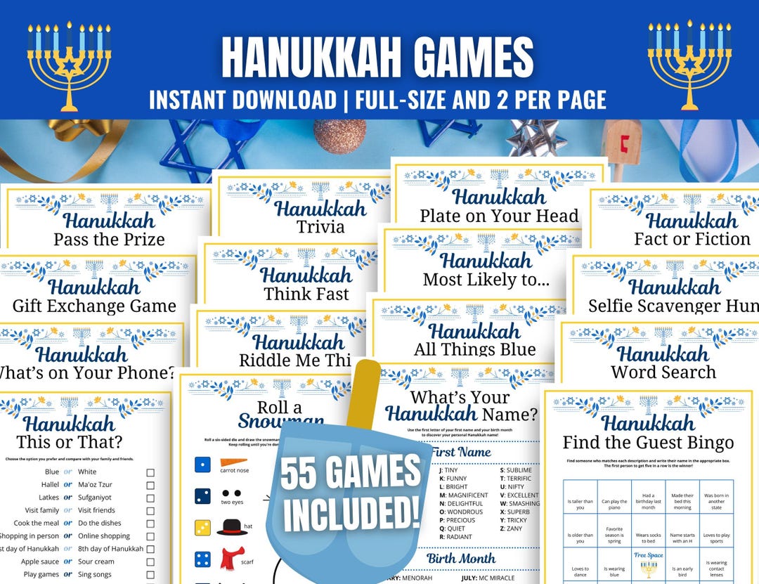 Hanukkah Games MEGA BUNDLE: 55 Party Games and Activities (instant ...