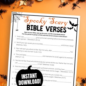 Scary Bible Verses Halloween Game: Christian Printable Halloween ...