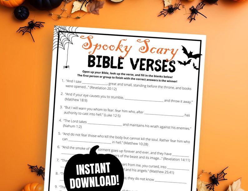 Scary Bible Verses Halloween Game: Christian Printable Halloween ...