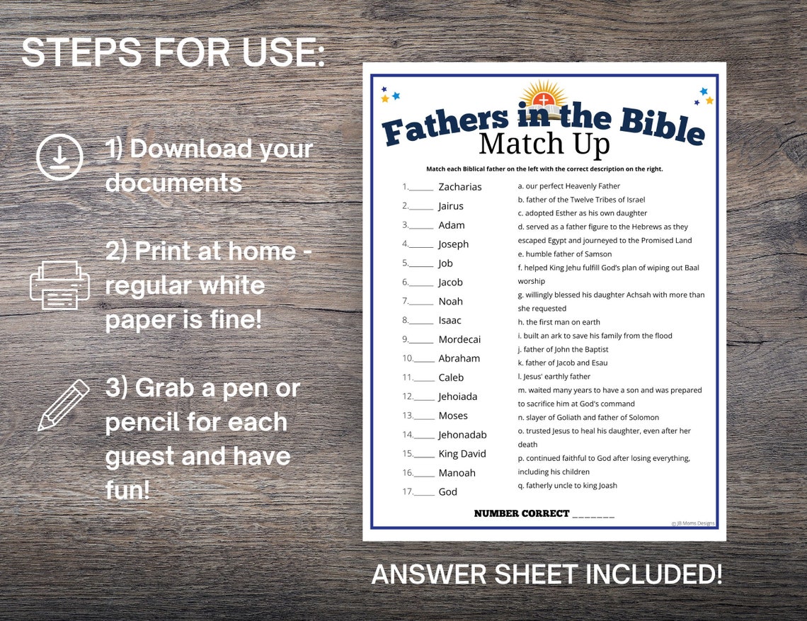 Father's Day Bible Game: Fun Church Activity (printable) - Etsy