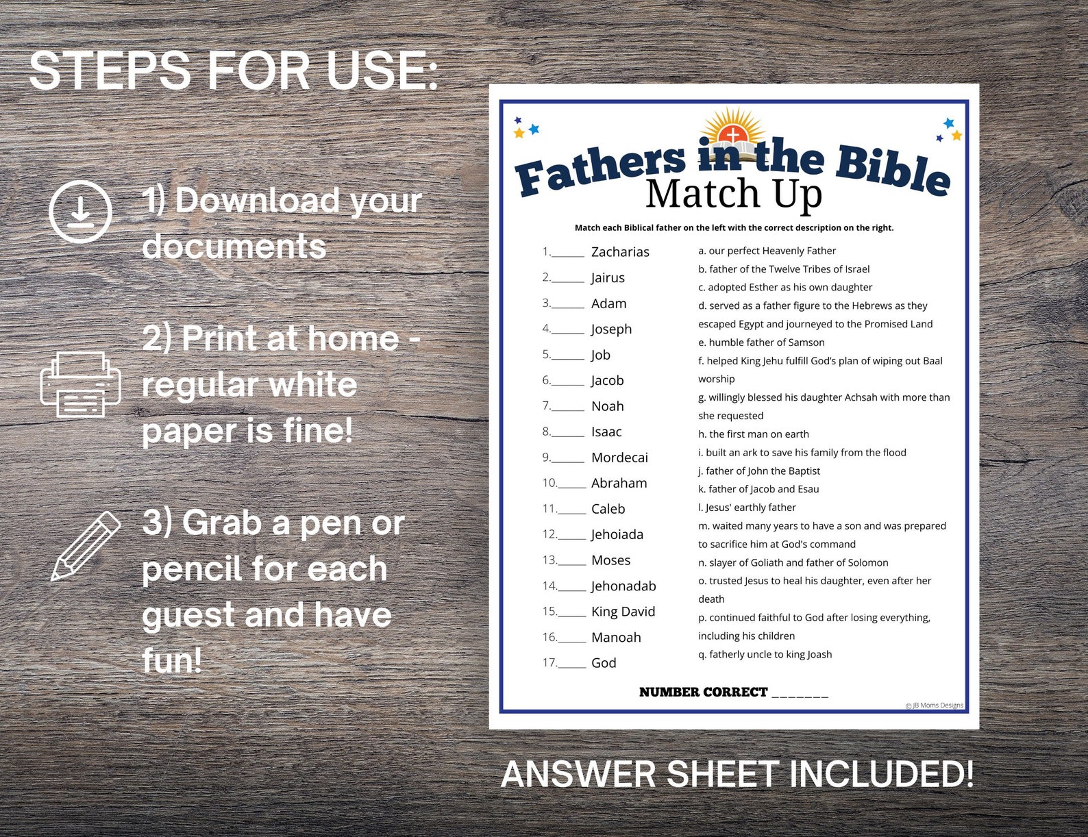 Father's Day Bible Game: Fun Church Activity (printable) - Etsy
