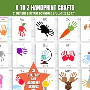 Alphabet Handprint Art Craft: A-Z Printable Book (digital Download) - Etsy