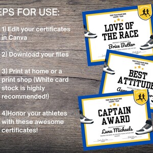 Editable Cross Country Awards: 55 Team Certificates (digital Download ...