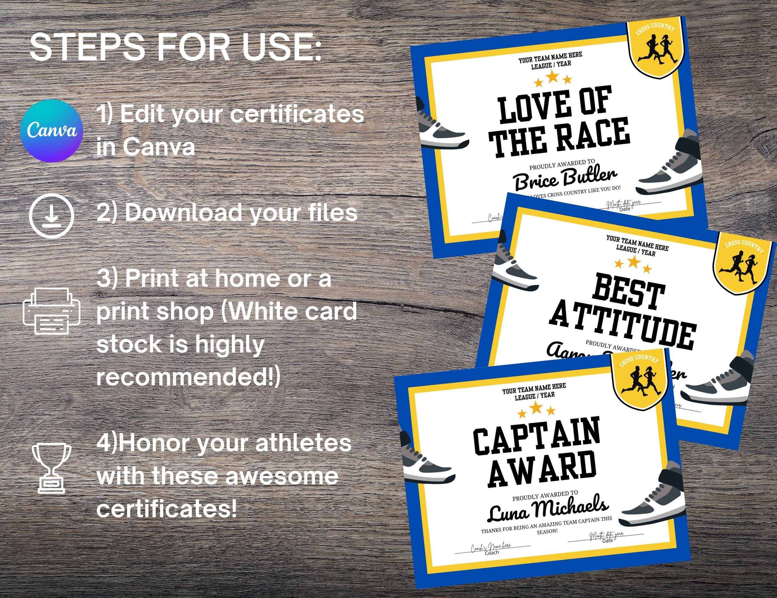 Editable Cross Country Awards: 55 Team Certificates (digital Download ...