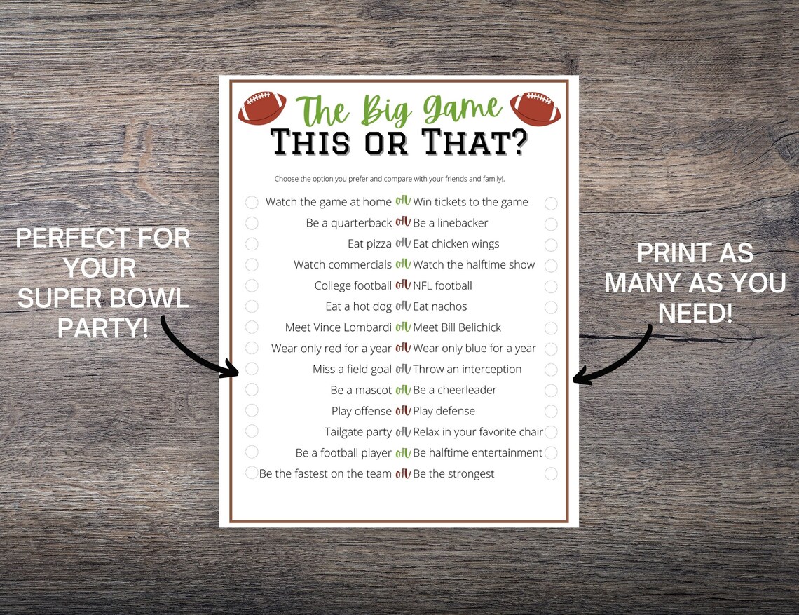 Football Party Games MEGA BUNDLE Football Sunday Super Bowl - Etsy