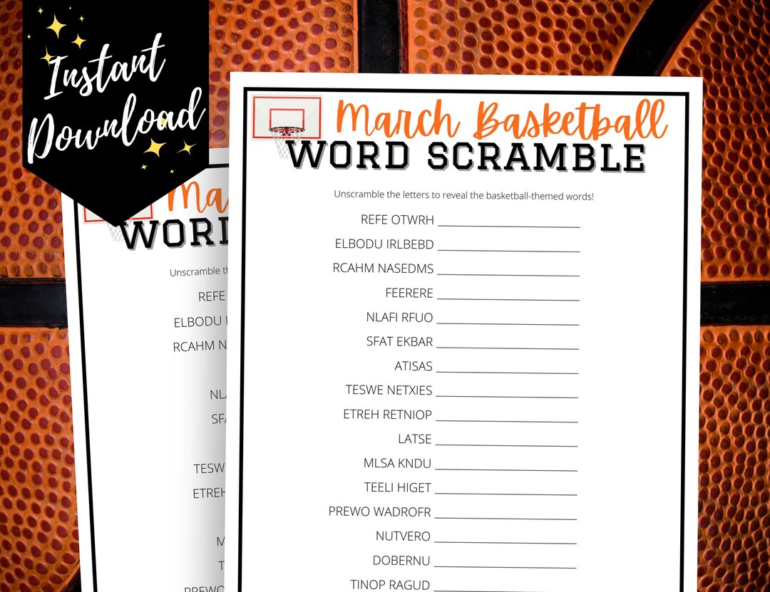 March Basketball Word Scramble Game Men's College - Etsy