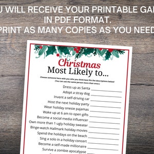 Christmas Most Likely Game, Christmas Party Guest Game, Christmas ...
