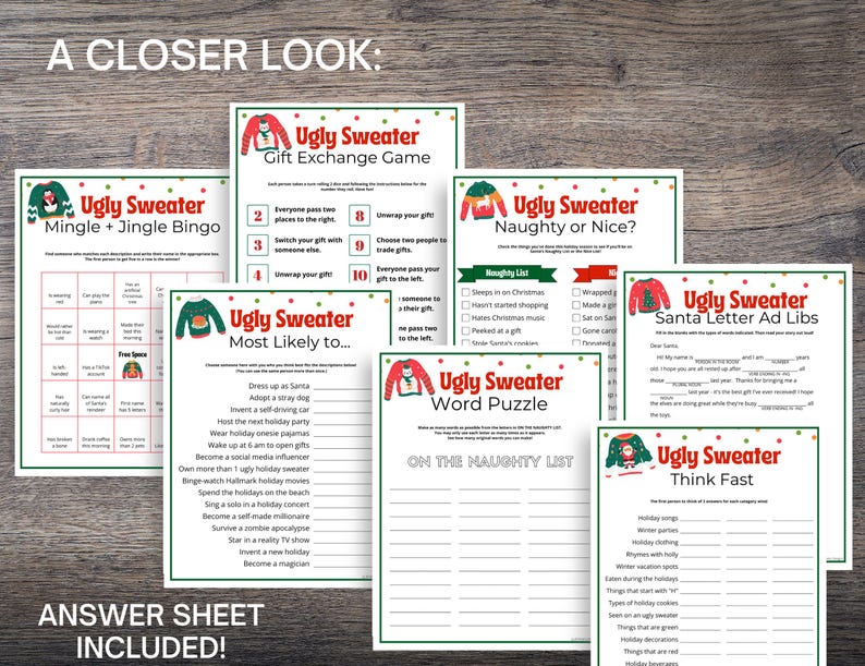 Ugly Sweater Party Games MEGA BUNDLE: 50 Festive Holiday Games ...