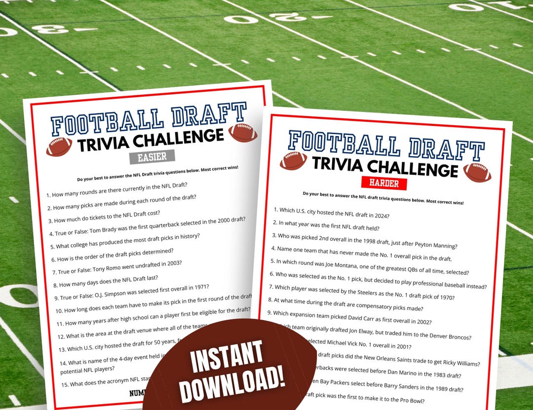 Football Draft Trivia Games Pack, Football Draft Trivia Questions and ...