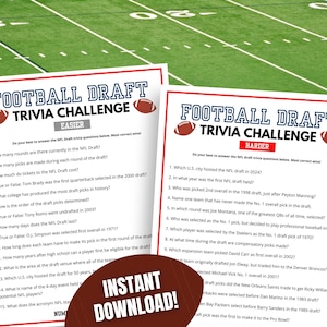 Football Draft Trivia Games Pack, Football Draft Trivia Questions and ...