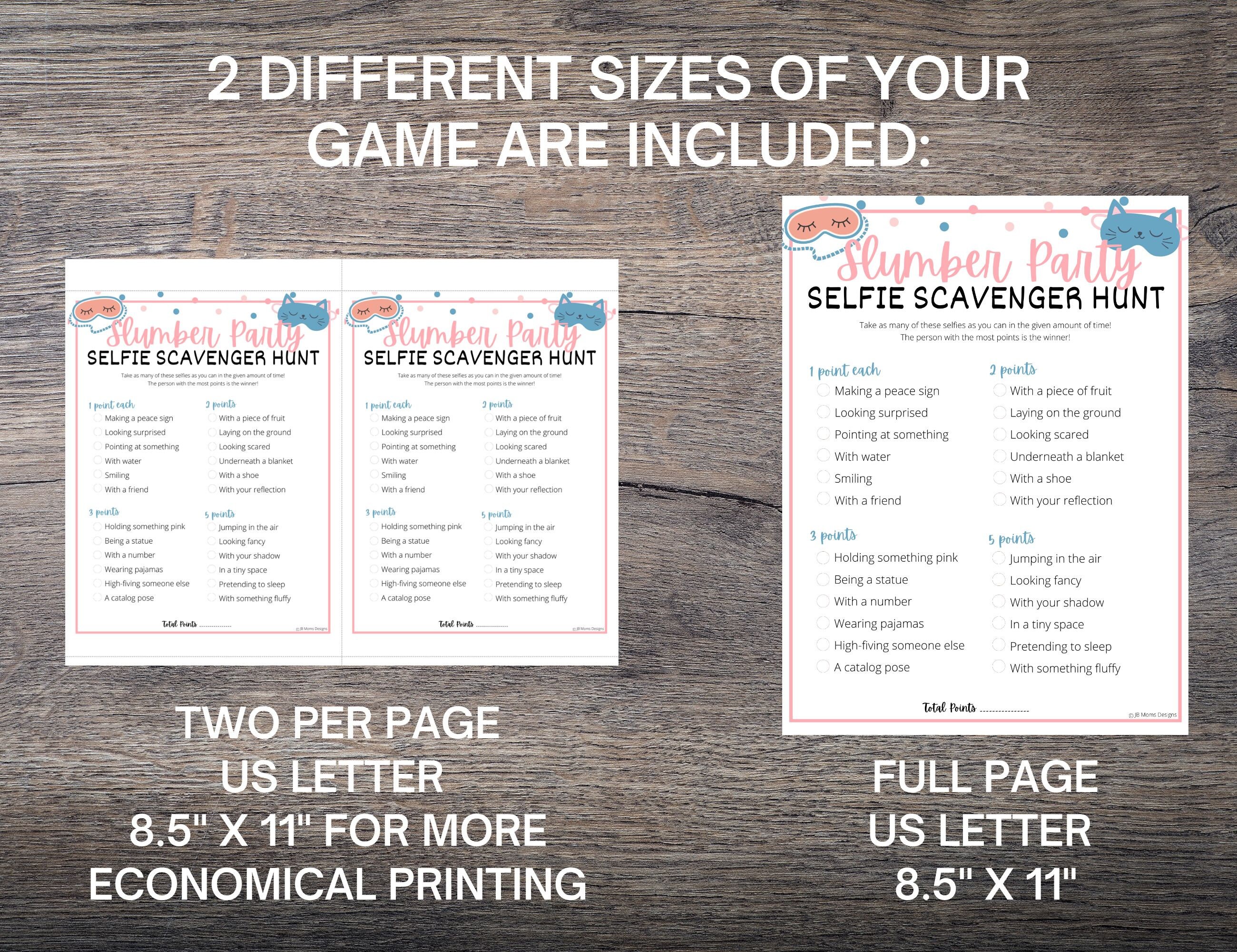 Slumber Party Selfie Scavenger Hunt Game Fun Sleepover Game - Etsy