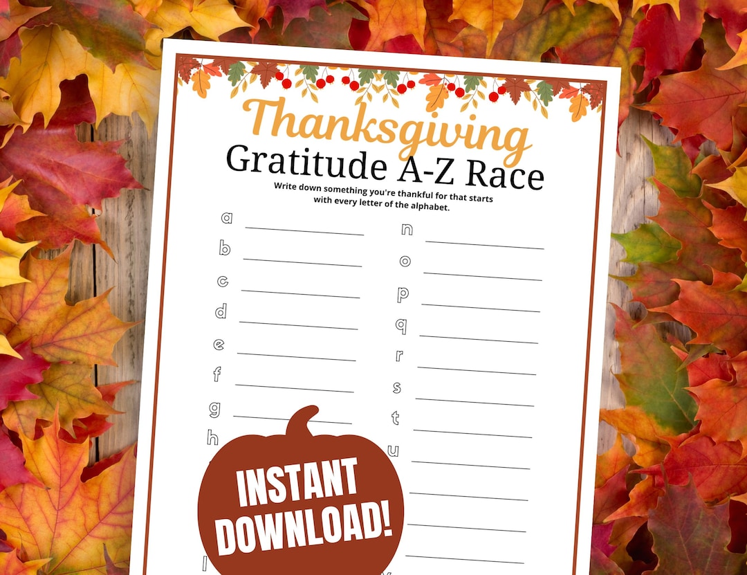 Gratitude A to Z List for Thanksgiving Dinner, School Thanksgiving ...