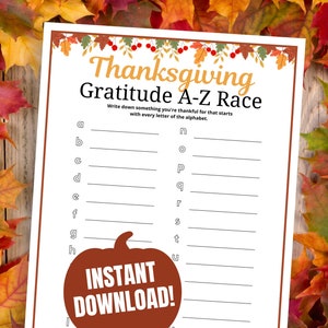 Gratitude A to Z List for Thanksgiving Dinner, School Thanksgiving ...