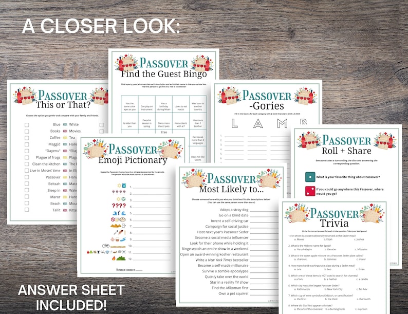 Passover Games MEGA BUNDLE: Seder Dinner Activities (printables) - Etsy