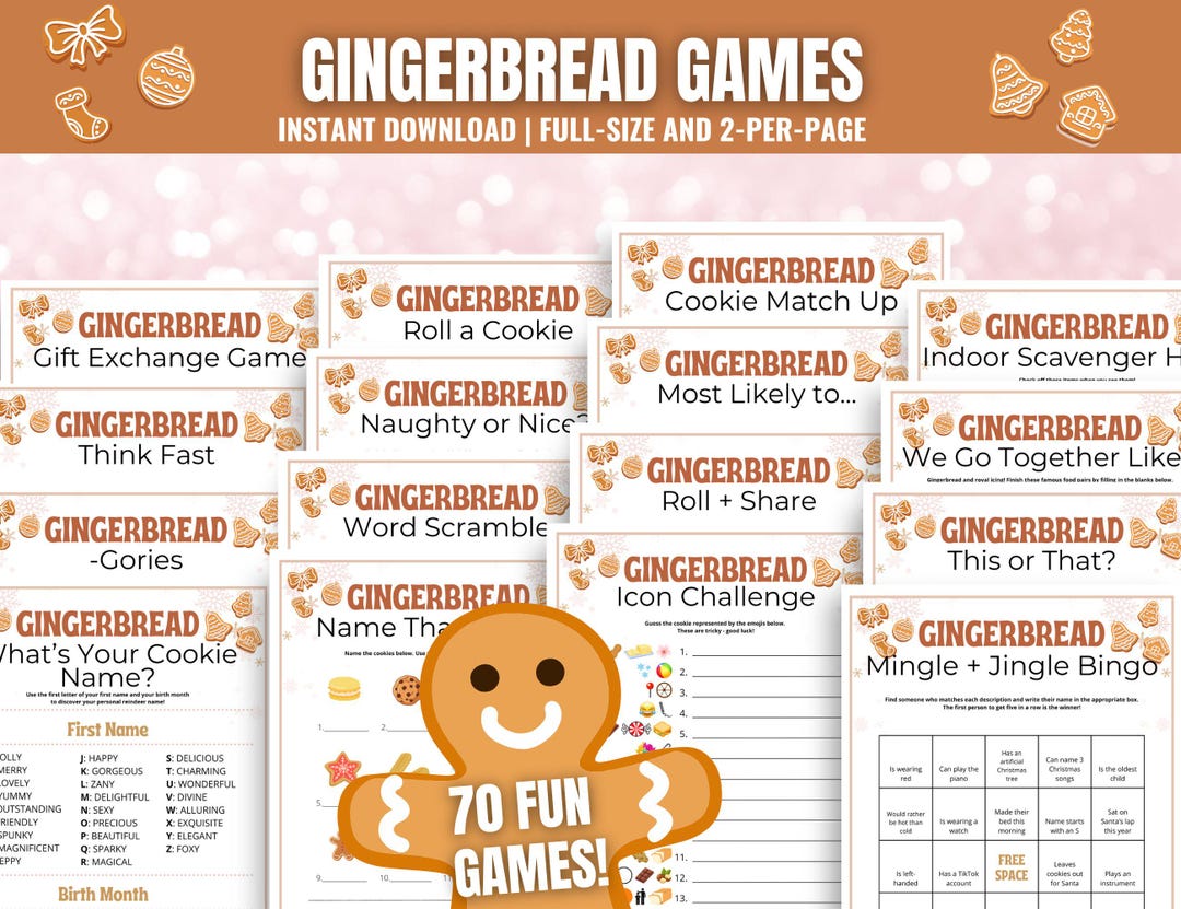 Gingerbread Games MEGA Bundle: 70 Holiday Party Games (digital Download ...
