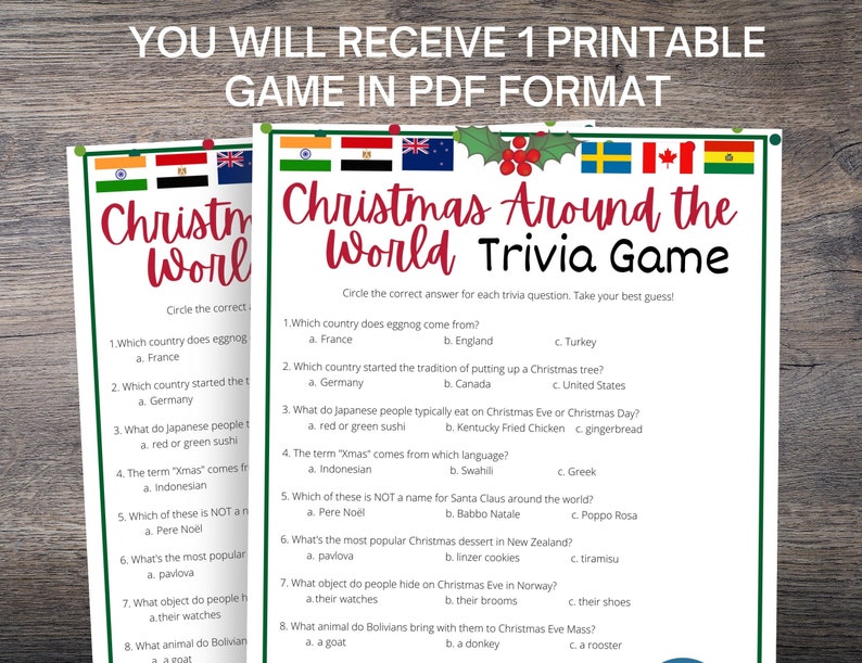 Christmas Around the World TRIVIA Game for Kids Teens & - Etsy