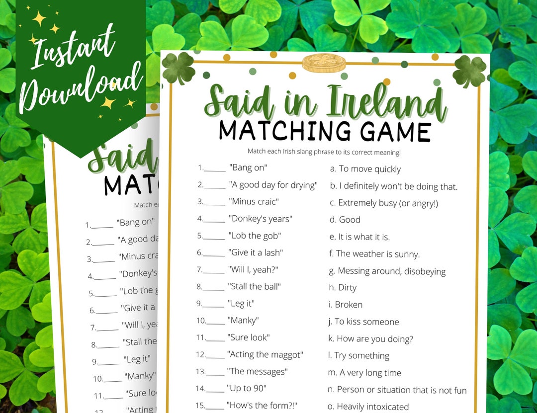 St. Patricks Day Said in Ireland Matching Game Funny St. - Etsy