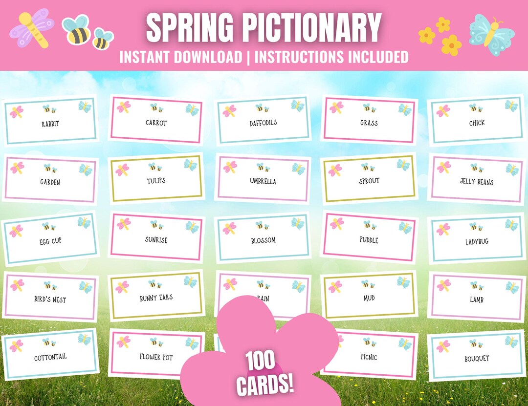 Spring Pictionary Cards: Fun Easter Sunday Family Activity (PDF ...
