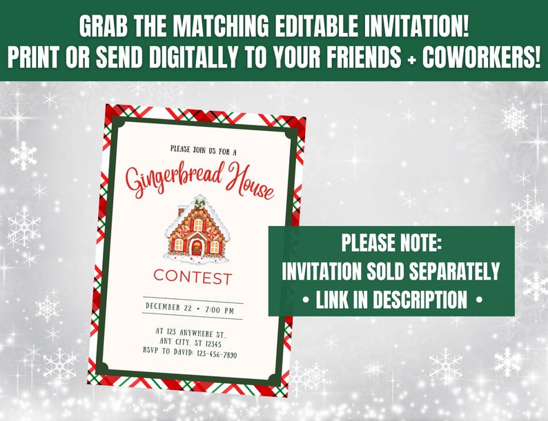 Gingerbread House Contest Kit: Printable Awards, Voting Ballots and ...